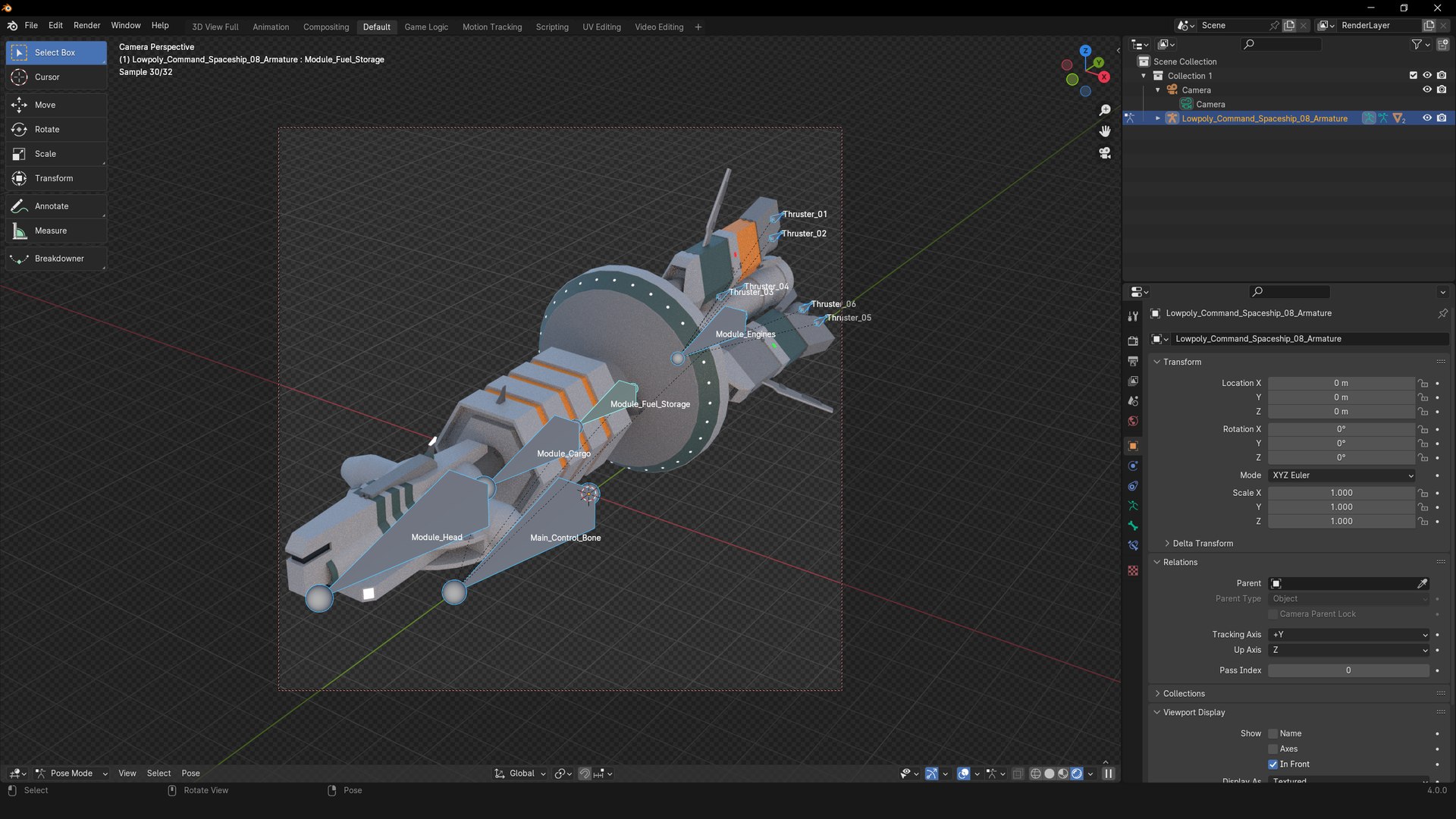 3D 3D Lowpoly Cartoon Command Capital Spaceship 08 Rigged PBR Model - TurboSquid 2153347