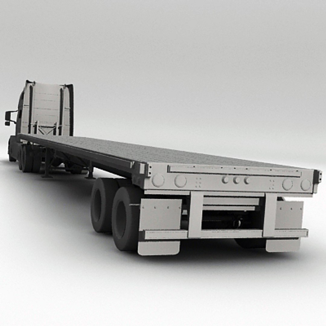 3d Semi Truck Flatbed Trailer Model