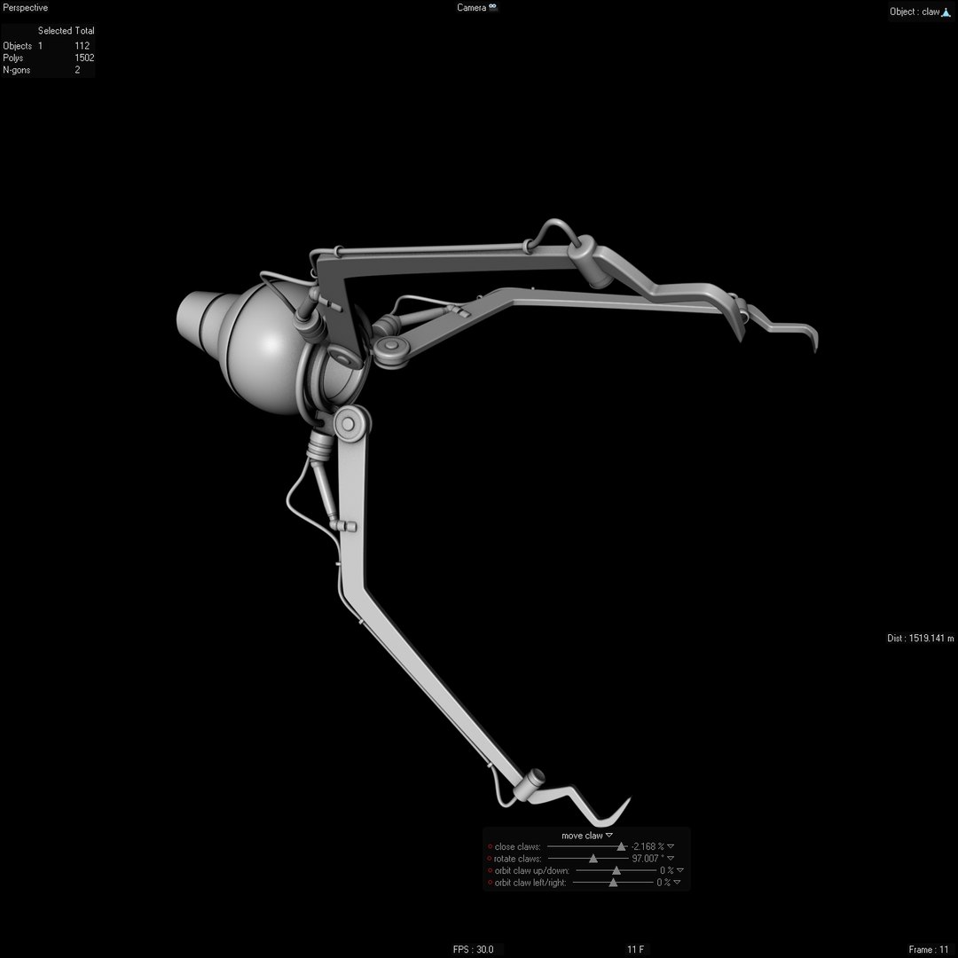 Xpresso Controlled Robot Claw 3d Model