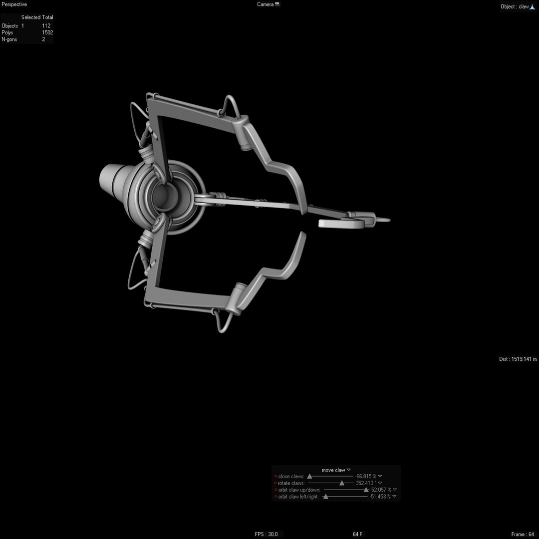 Xpresso Controlled Robot Claw 3d Model