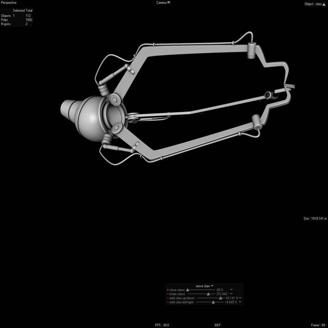 Xpresso Controlled Robot Claw 3d Model