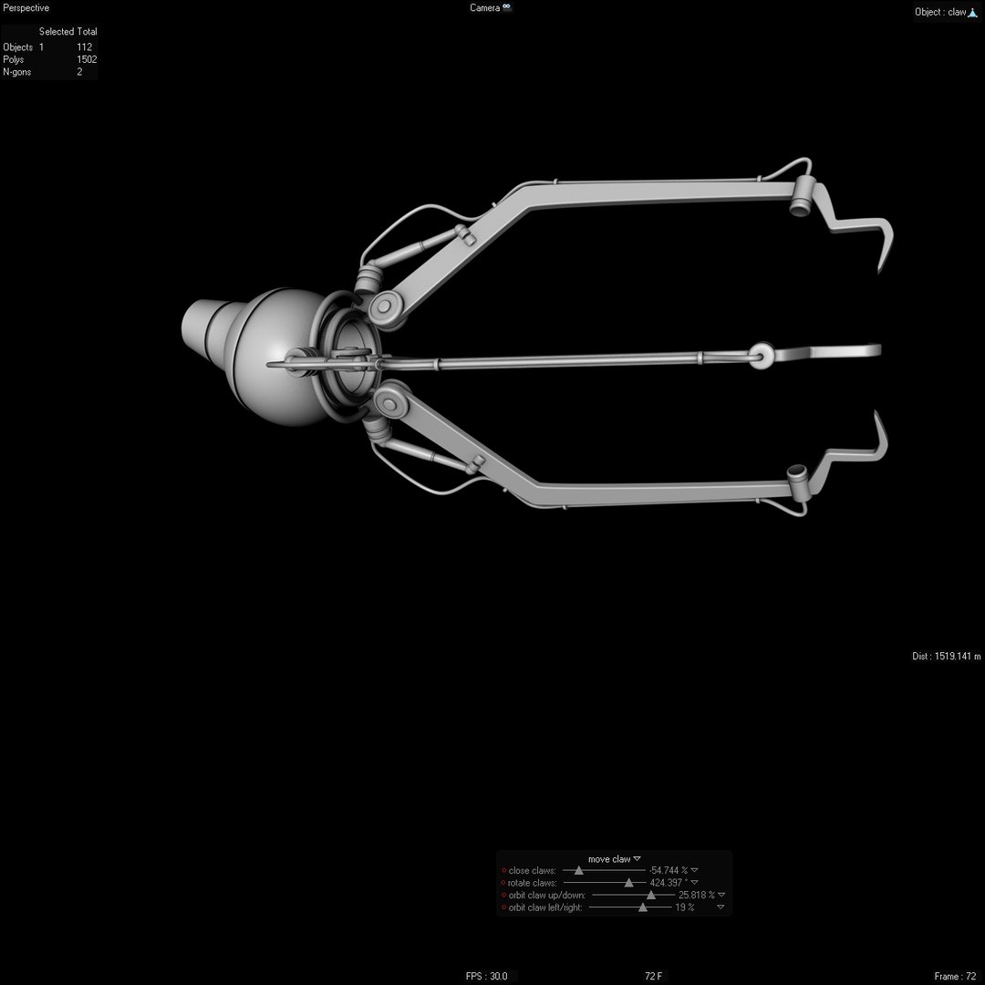 Xpresso Controlled Robot Claw 3d Model