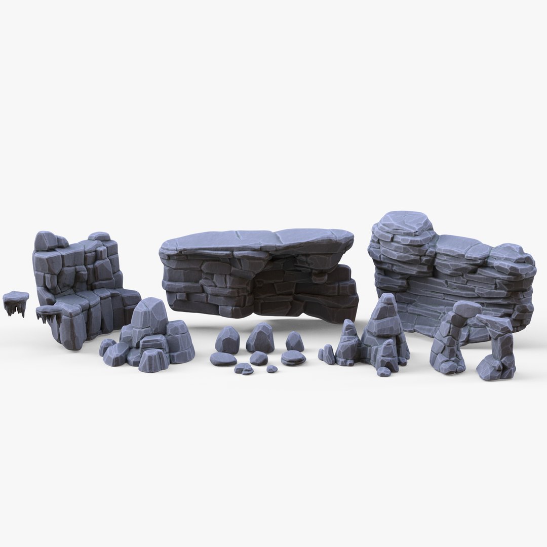 3D Stylized Stone Rock Pack Model - TurboSquid 2171652