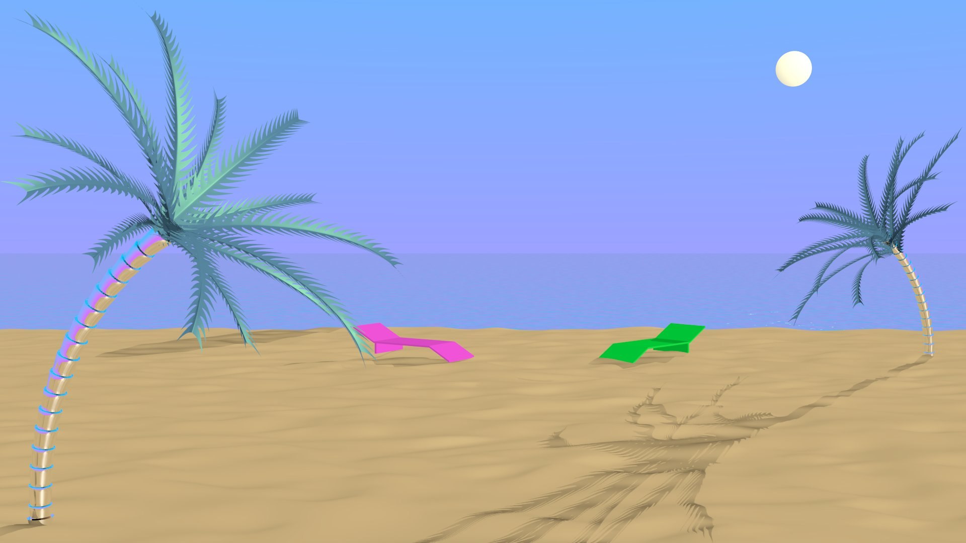 Beach Scene Vaporwave 3D Model - TurboSquid 1561251