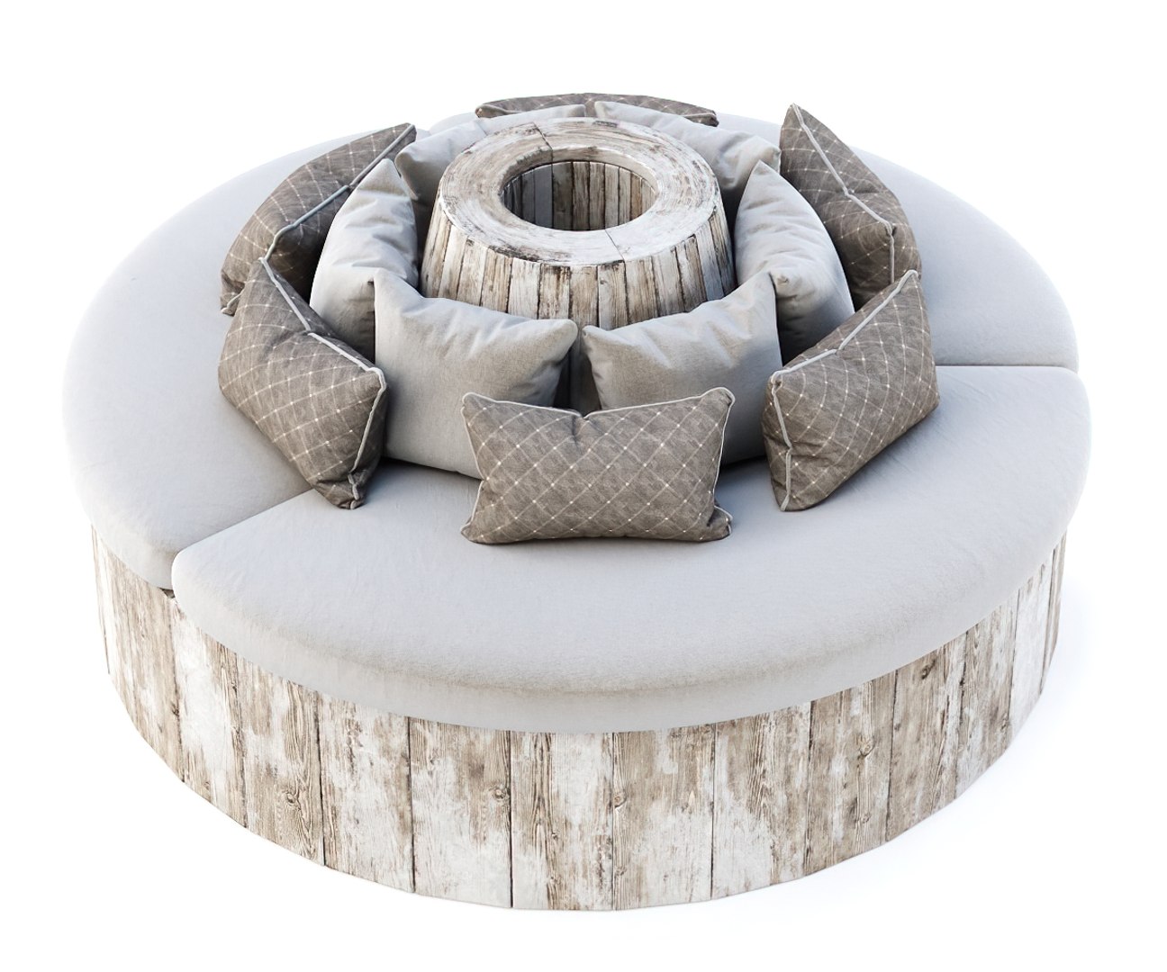 3D Eric Wooden Round Bench - TurboSquid 1998060