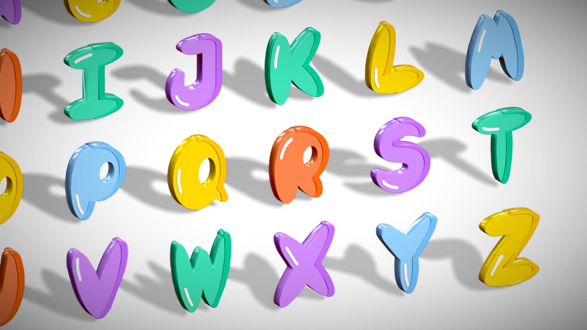 3D Simple Alphabets Numbers Pack 7 - Stylized Toon Metallic - Kids ...