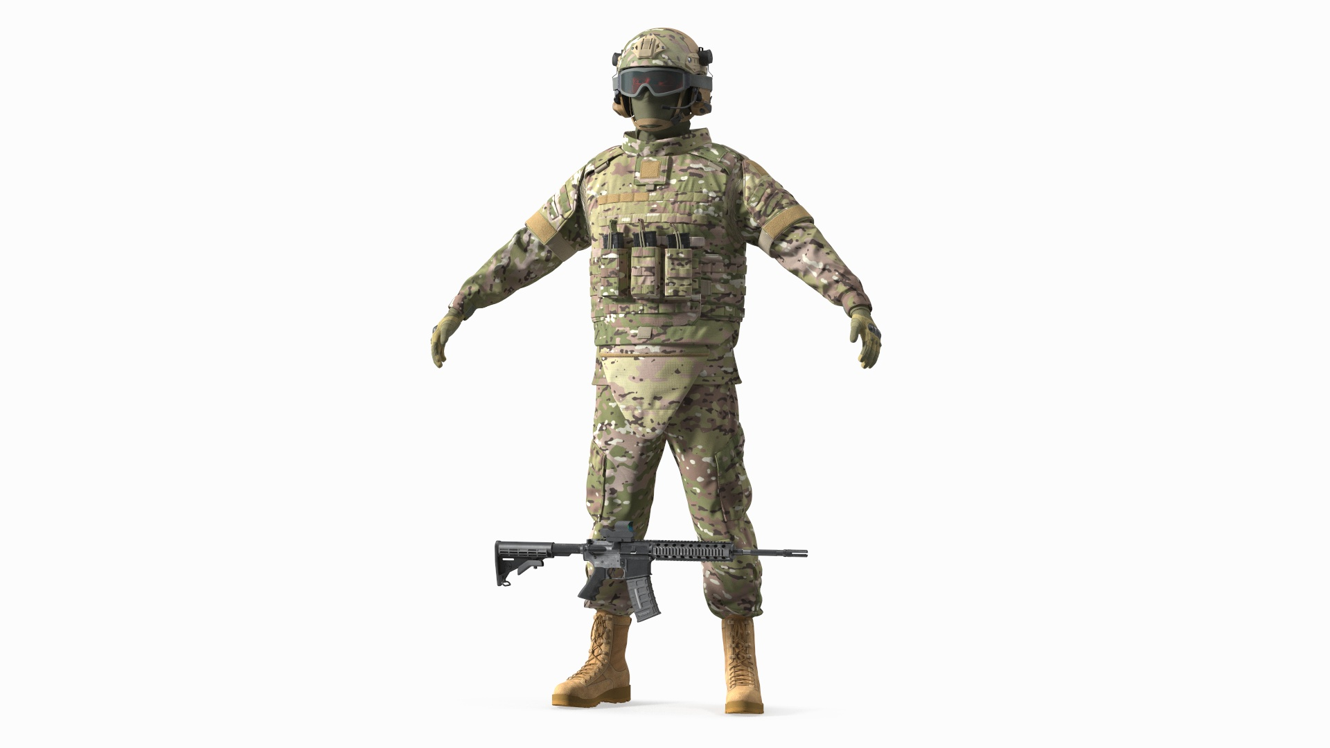 3D Army Soldier In Green Camo Rigged For Cinema 4D - TurboSquid 2282709