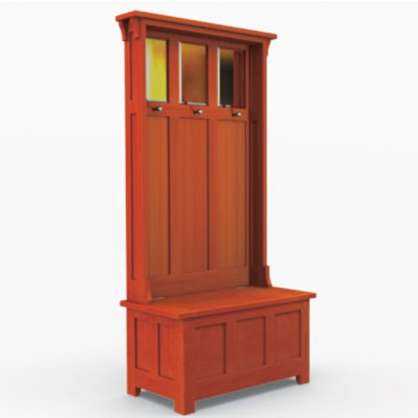 3d craftsman hall bench model