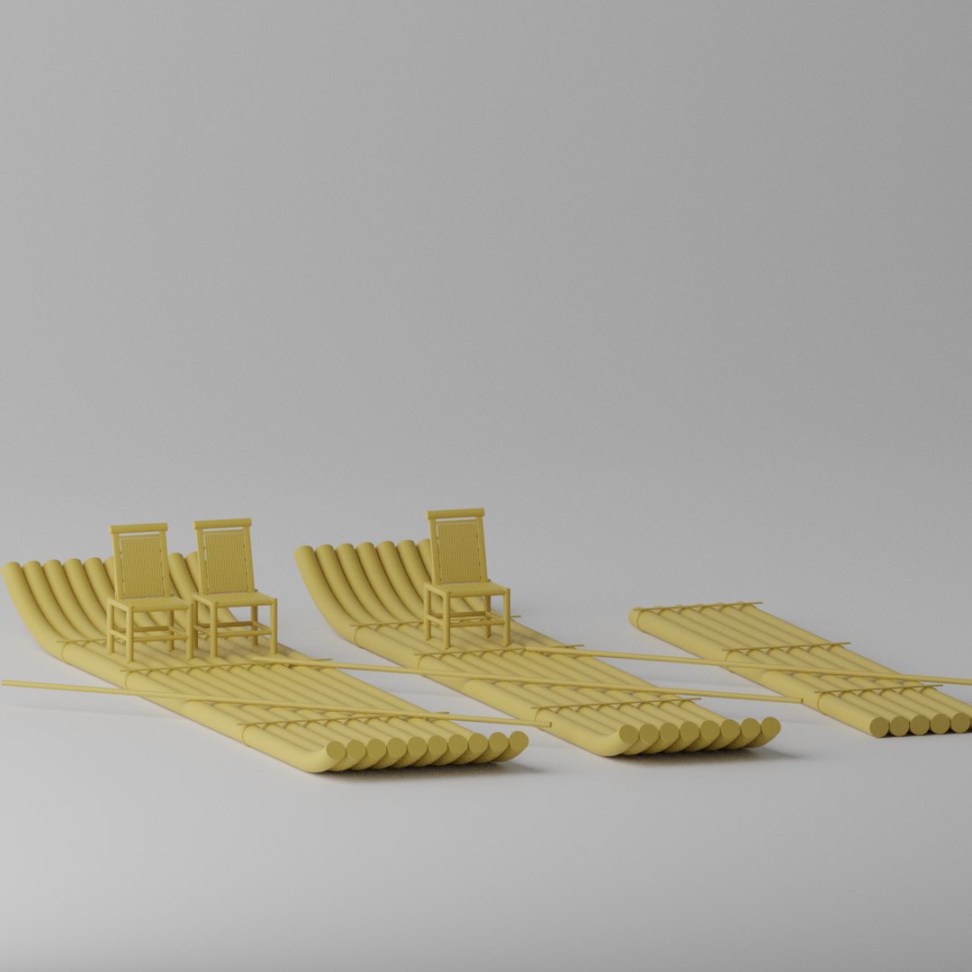 Cartoon Wooden Raft Boat Collection 3D Model - TurboSquid 2060318