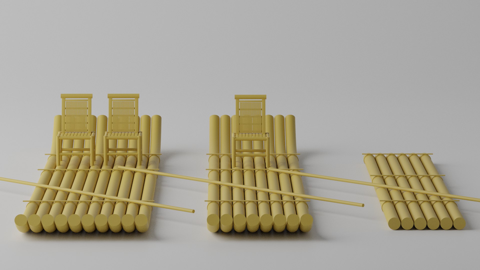 Cartoon Wooden Raft Boat Collection 3D Model - TurboSquid 2060318