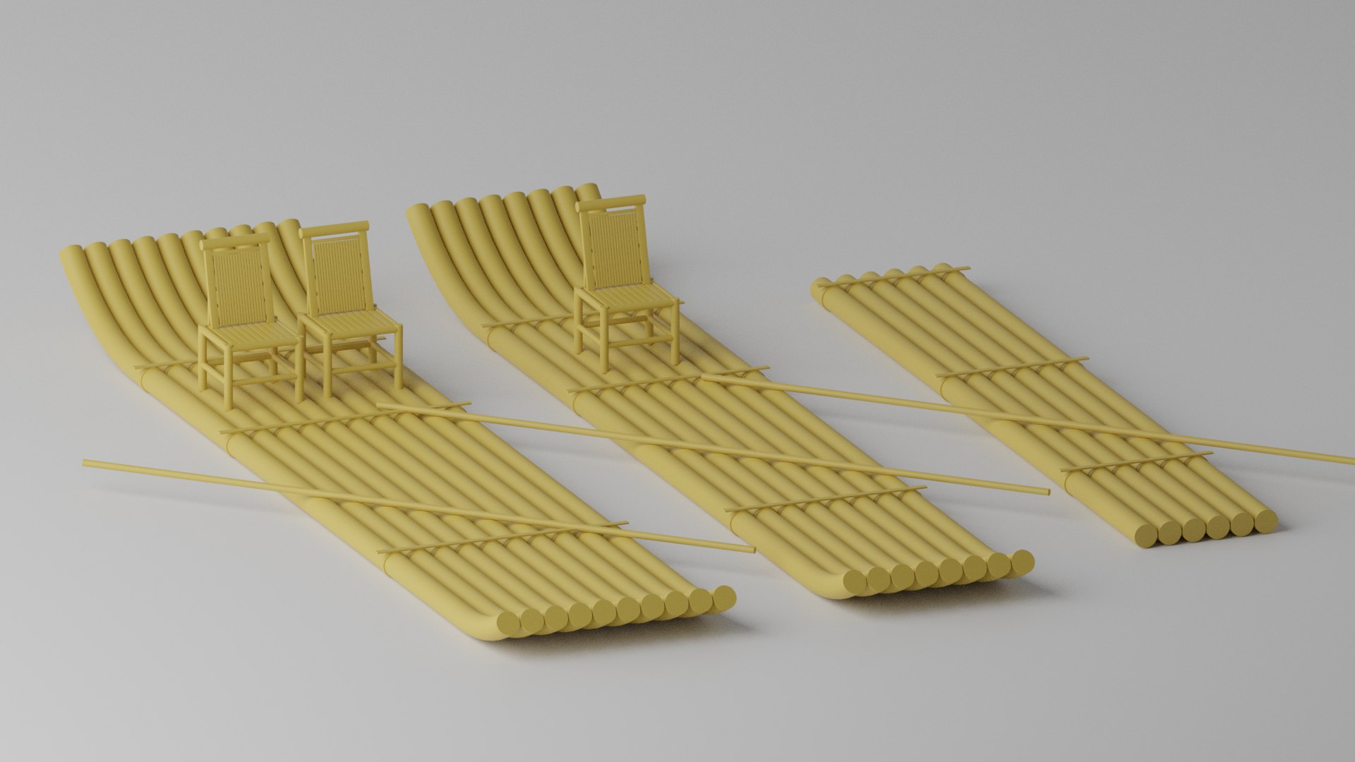 Cartoon Wooden Raft Boat Collection 3D Model - TurboSquid 2060318