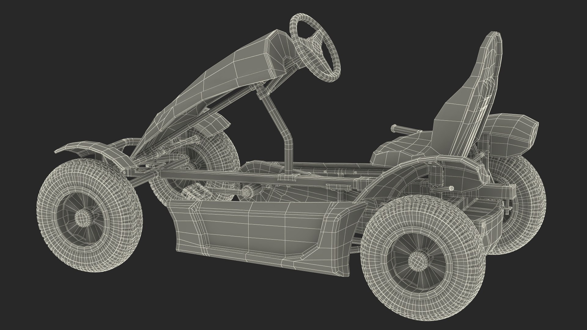 White Pedal Go Kart With Frame Race Rigged For Maya 3D - TurboSquid 2111369