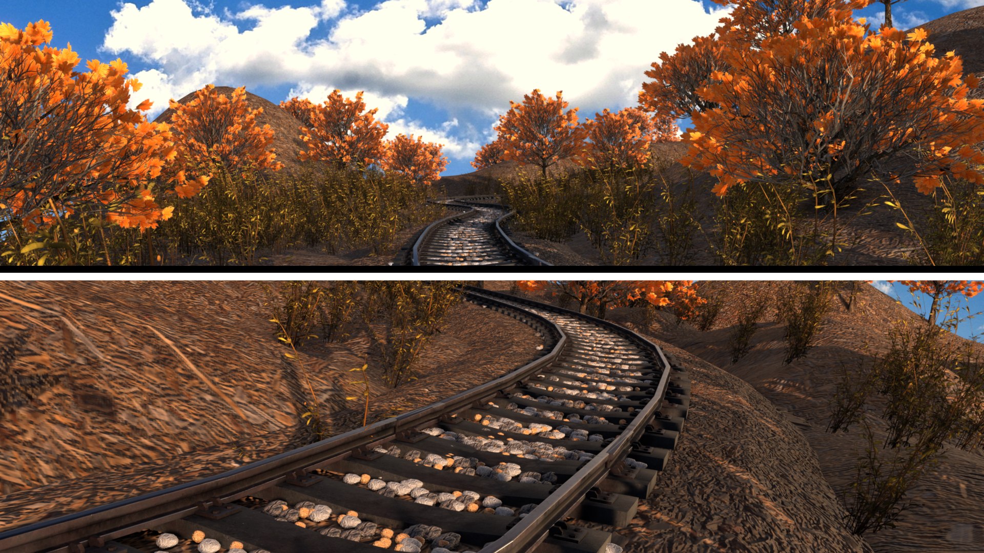 Railway Track 3D Scene 3D Model 3D Model - TurboSquid 1975521