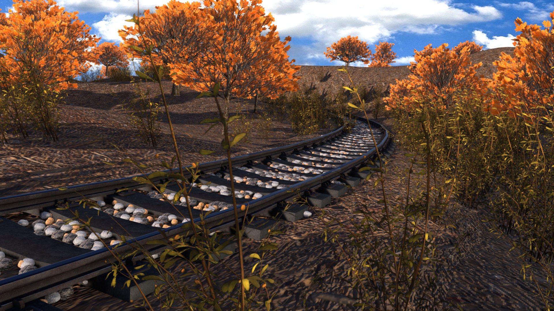 Railway Track 3D Scene 3D Model 3D Model - TurboSquid 1975521