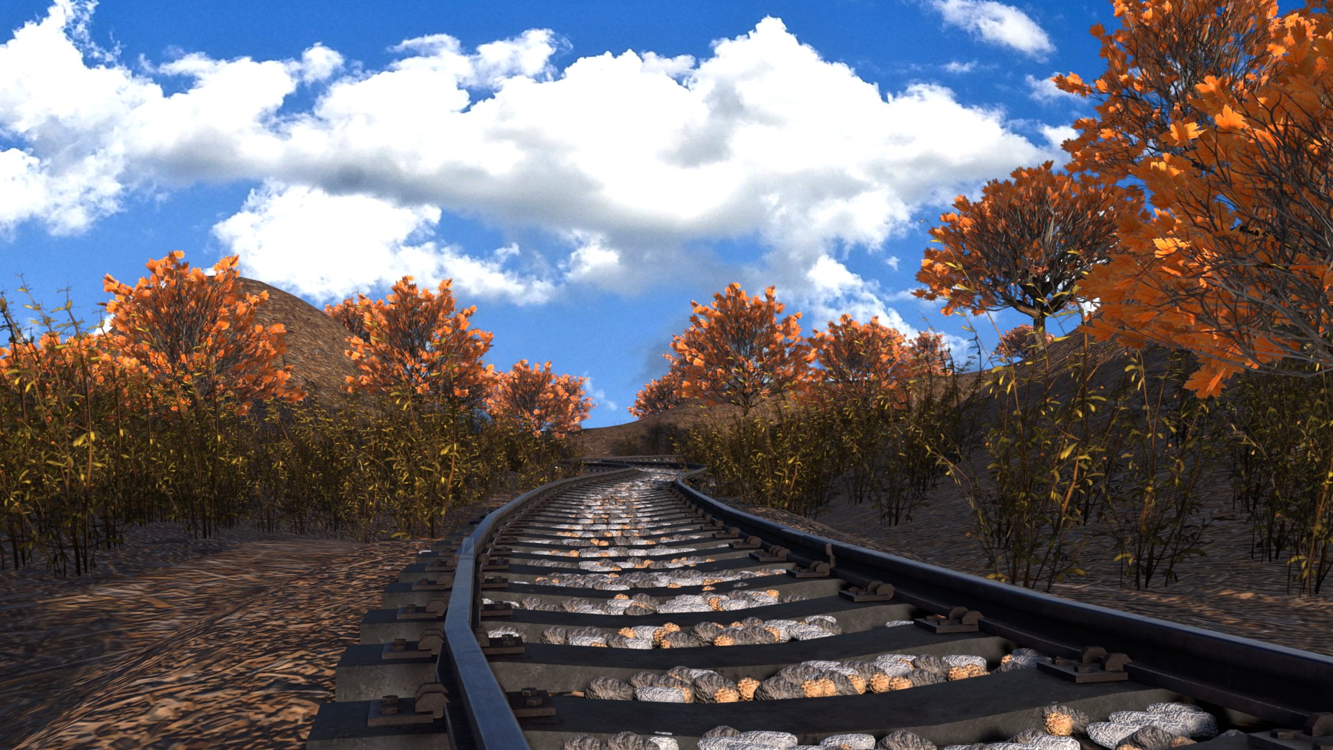 Railway Track 3D Scene 3D Model 3D Model - TurboSquid 1975521