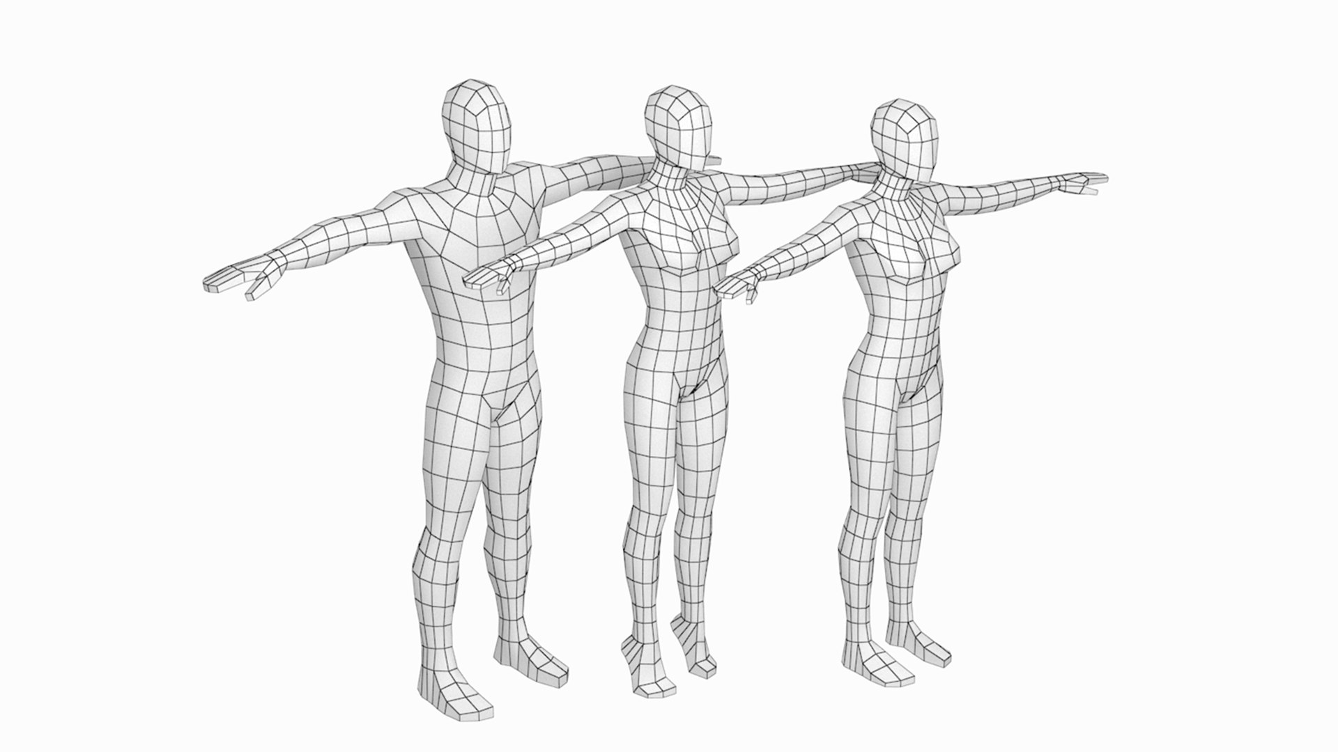 Natural Female And Male In T-Pose Base Mesh 3D - TurboSquid 2100833