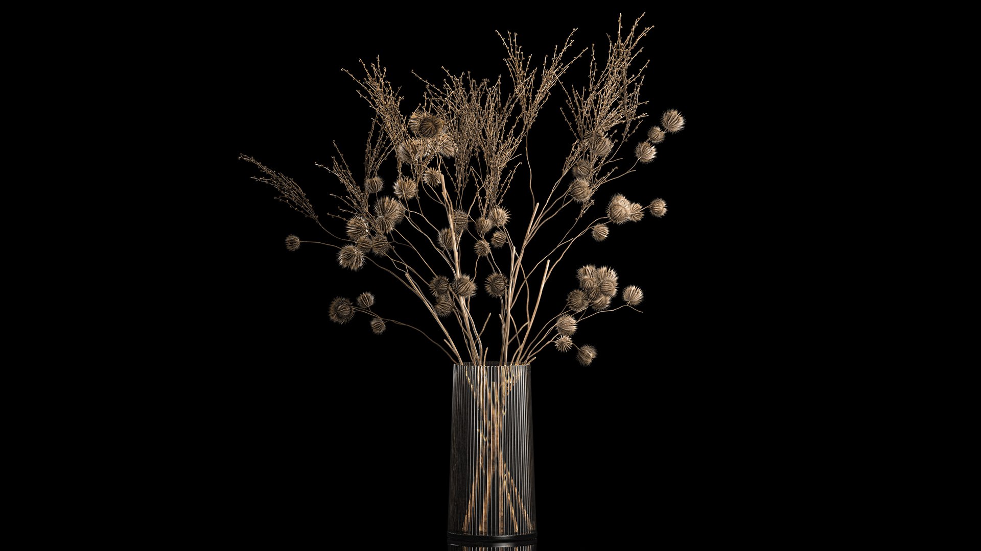 3D Model Bouquet Of Dried Flowers From Thorn And Branches - TurboSquid ...