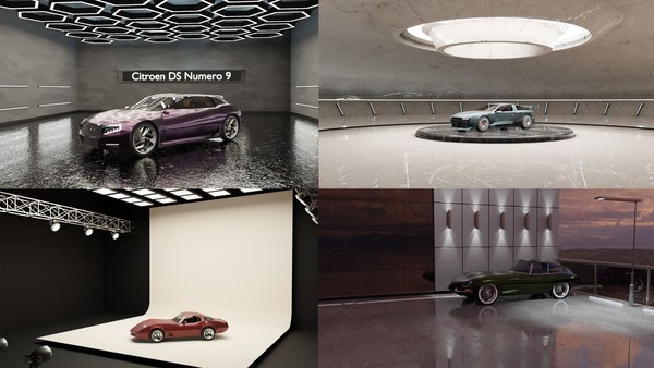 modelo 3d Car exhibition interior studio - 4 rooms 3D model ...
