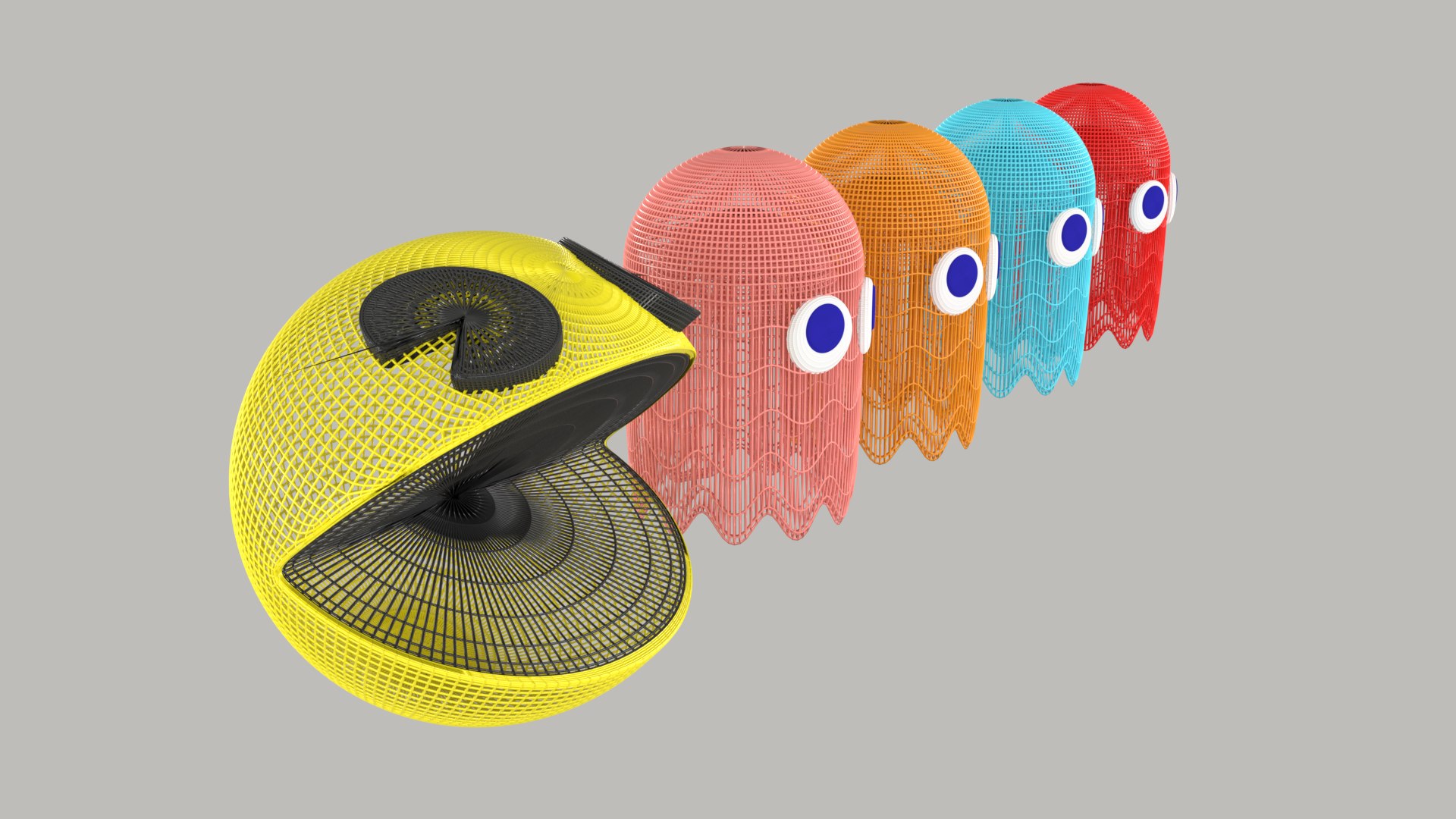 3D Pacman 4 Ghosts - TurboSquid 1374632