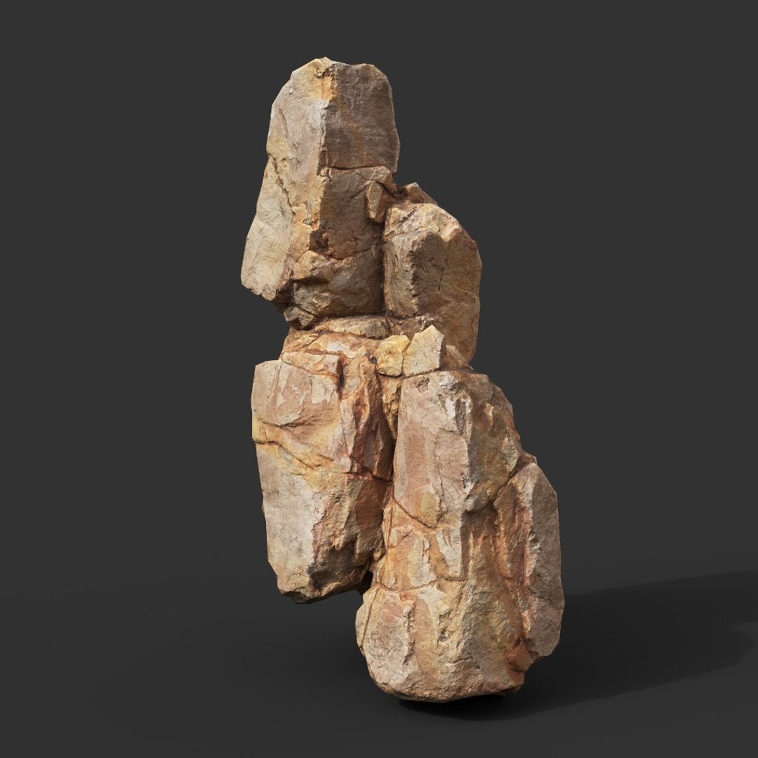 3D 8 Low poly PBR Yellow Vertical Rock Modular - Ultra HD 16K Texture ...