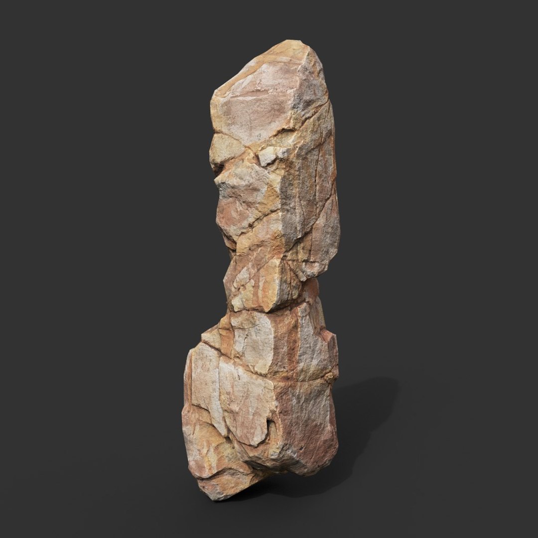 3D 8 Low poly PBR Yellow Vertical Rock Modular - Ultra HD 16K Texture ...
