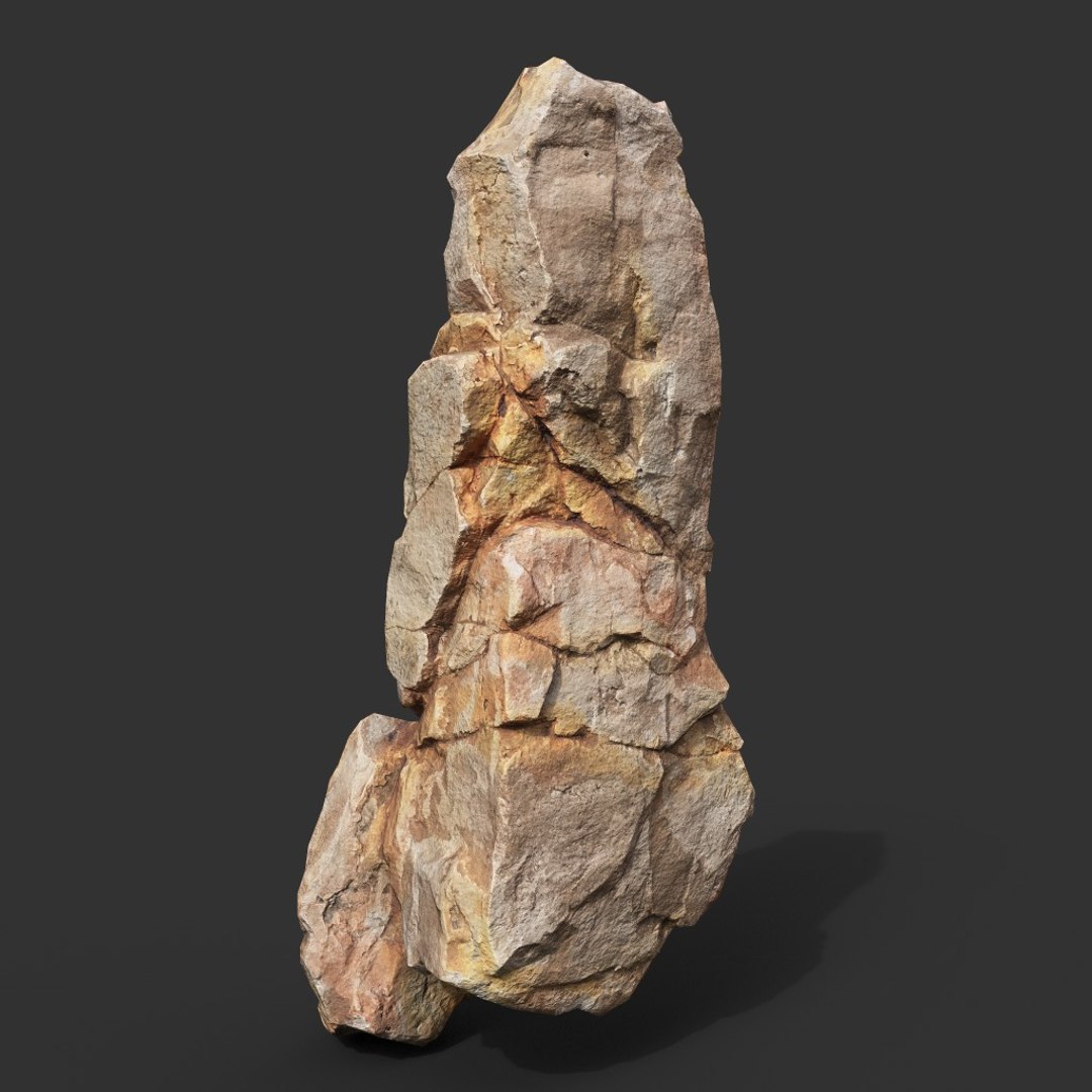 3D 8 Low poly PBR Yellow Vertical Rock Modular - Ultra HD 16K Texture ...