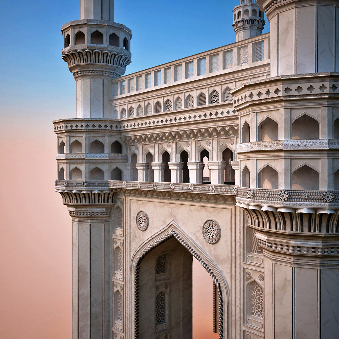 realistic charminar 3d model