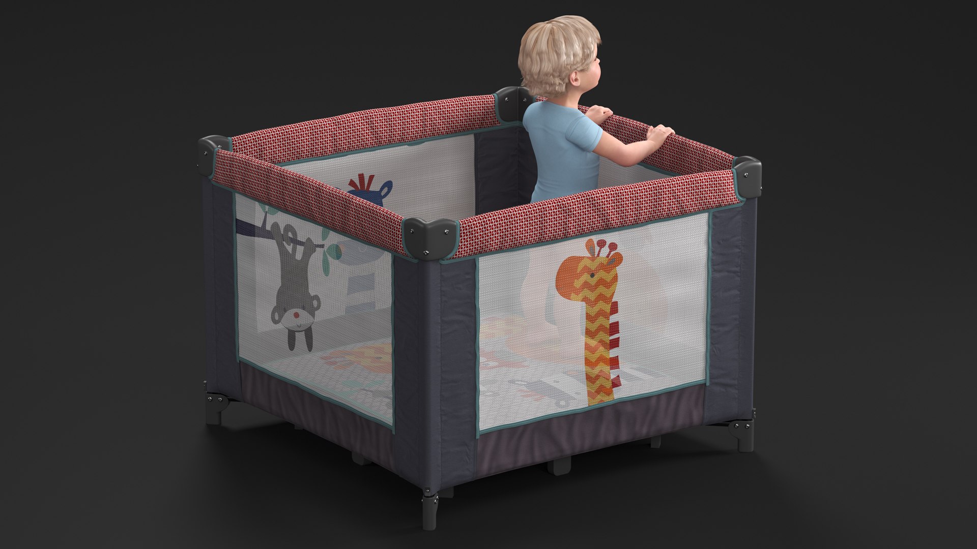 Toddler In Square Baby Playpen 3D - TurboSquid 2271617
