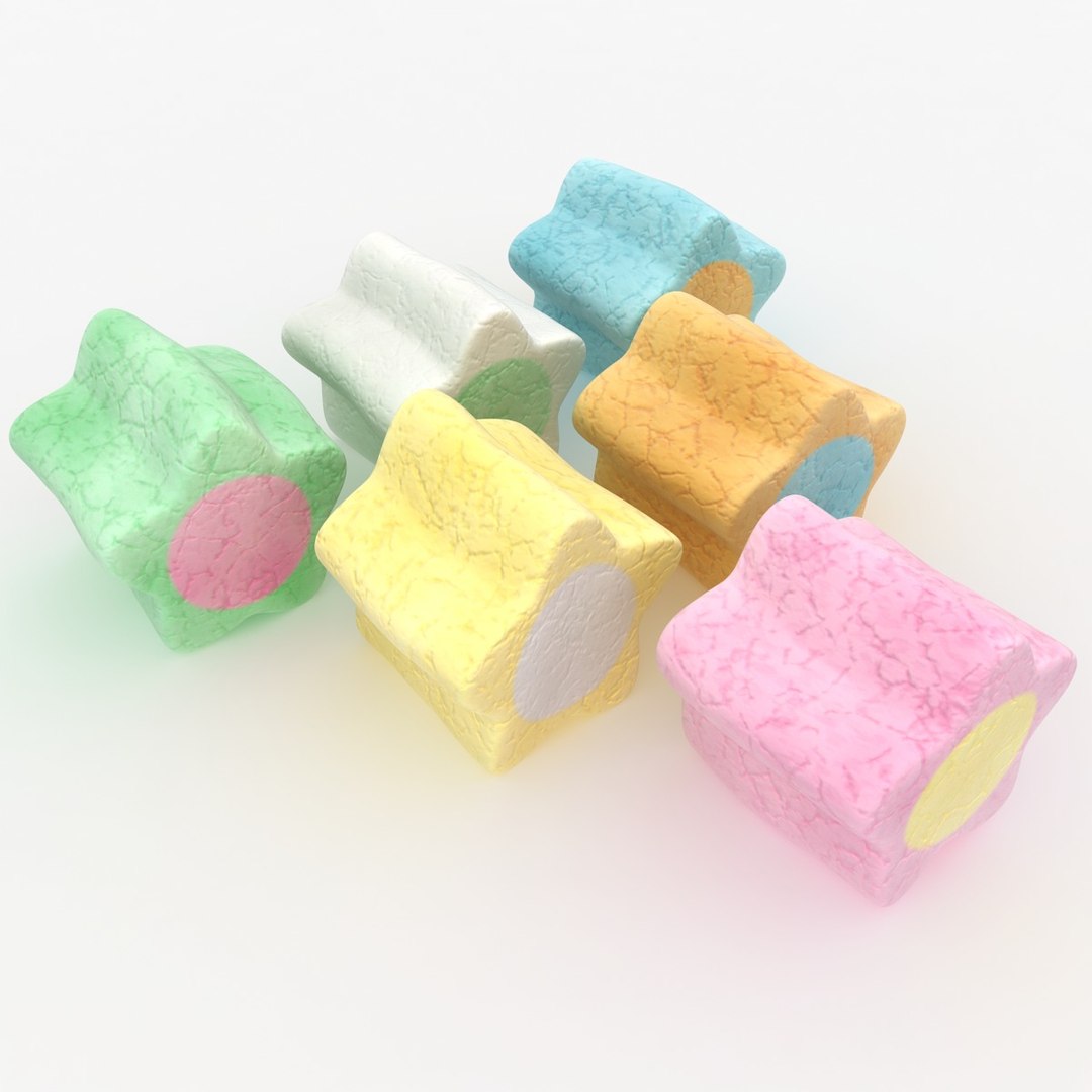 3d Model Of Realistic Marshmallow Set V2