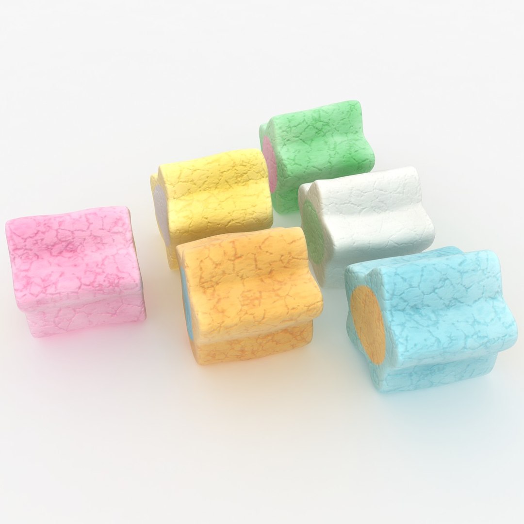 3d Model Of Realistic Marshmallow Set V2