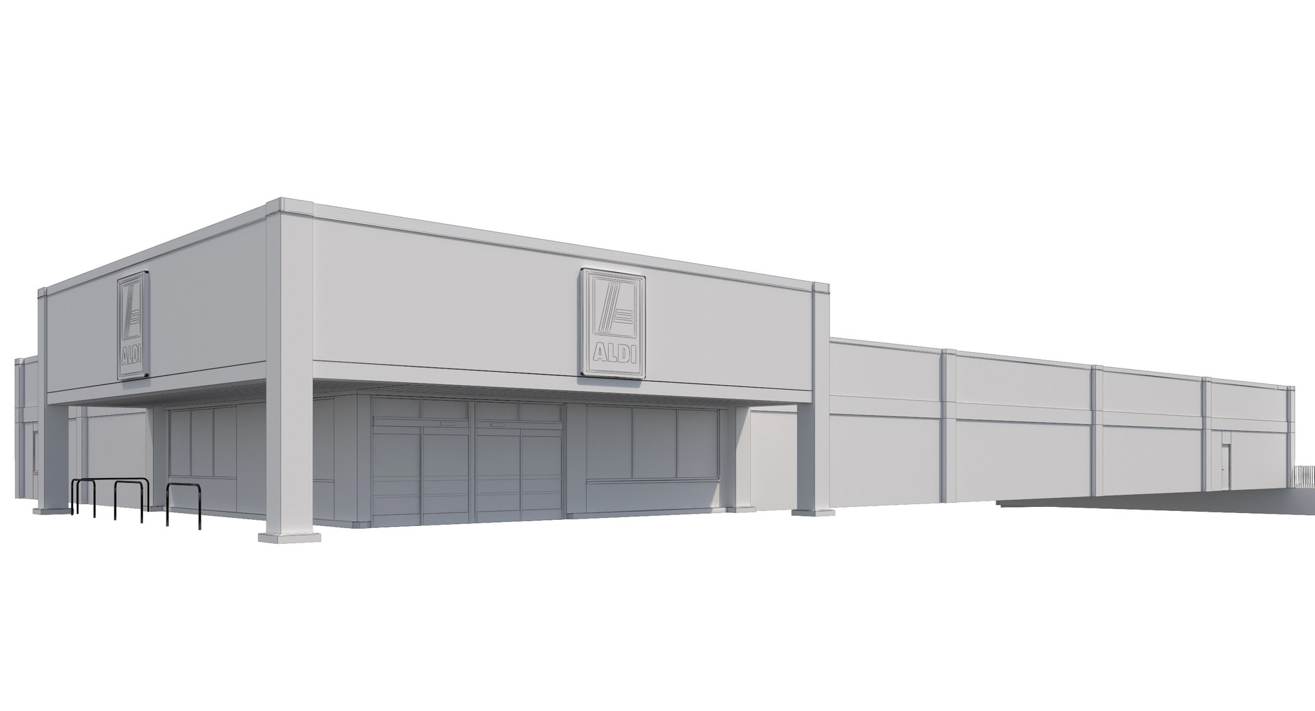 3D Exterior Retail Aldi Grocery Store - TurboSquid 1251734