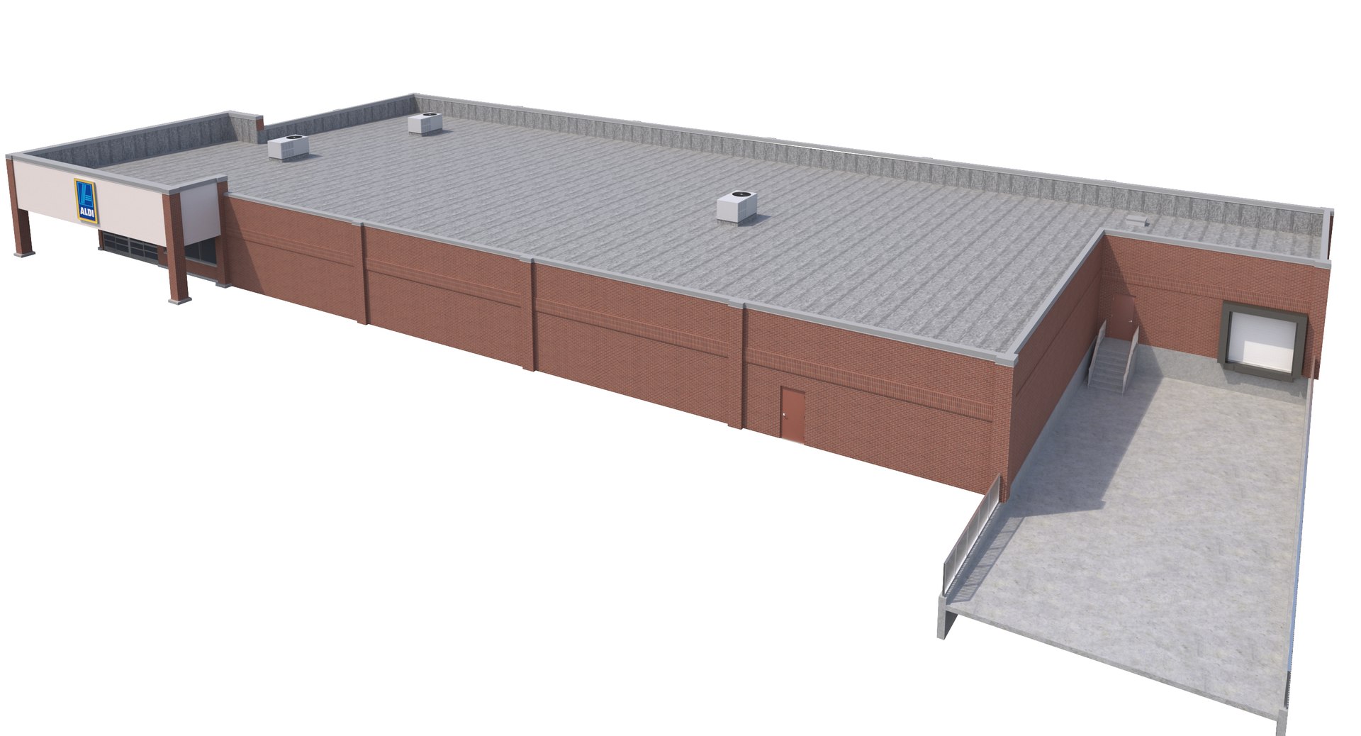 3D Exterior Retail Aldi Grocery Store - TurboSquid 1251734
