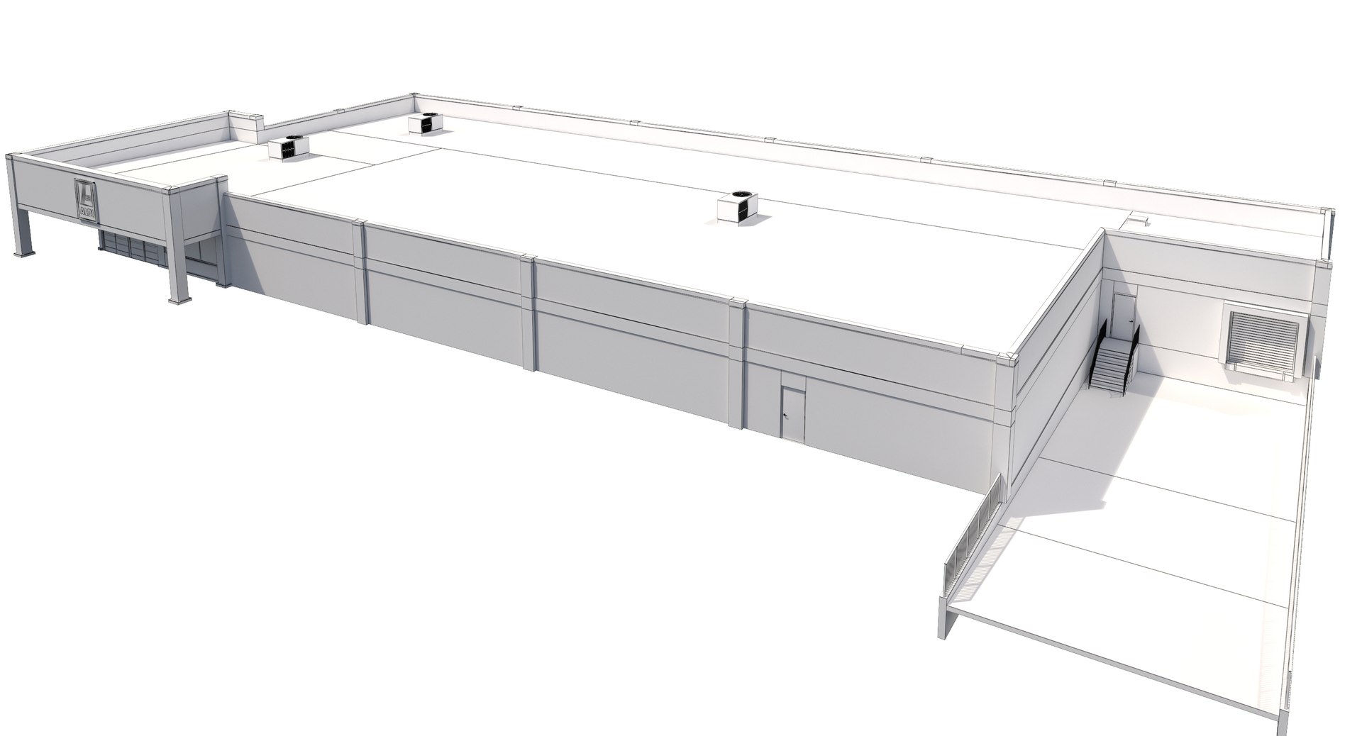 3D Exterior Retail Aldi Grocery Store - TurboSquid 1251734