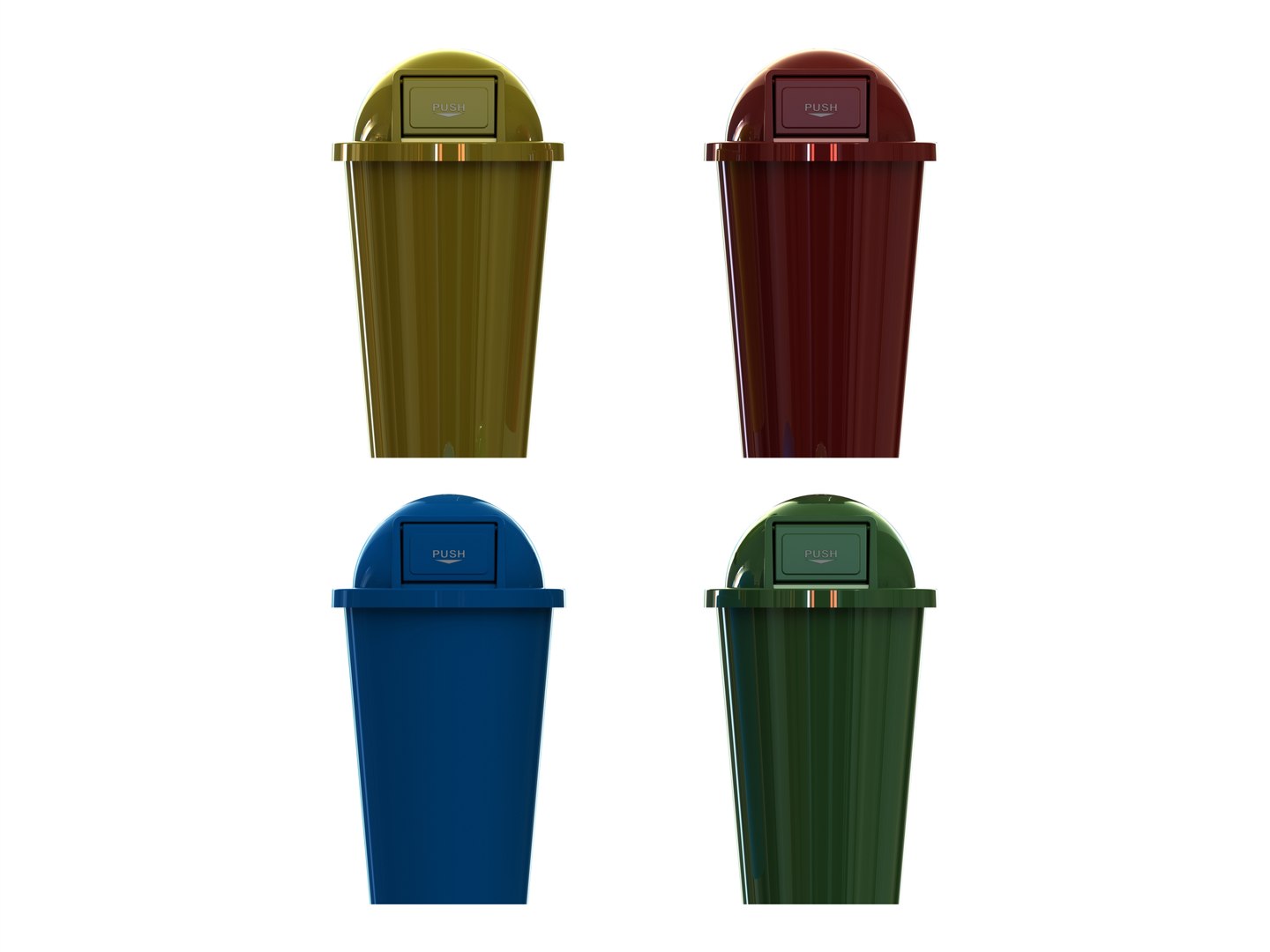 Plastic Trash Bin Set In Many Color Model - TurboSquid 2160359