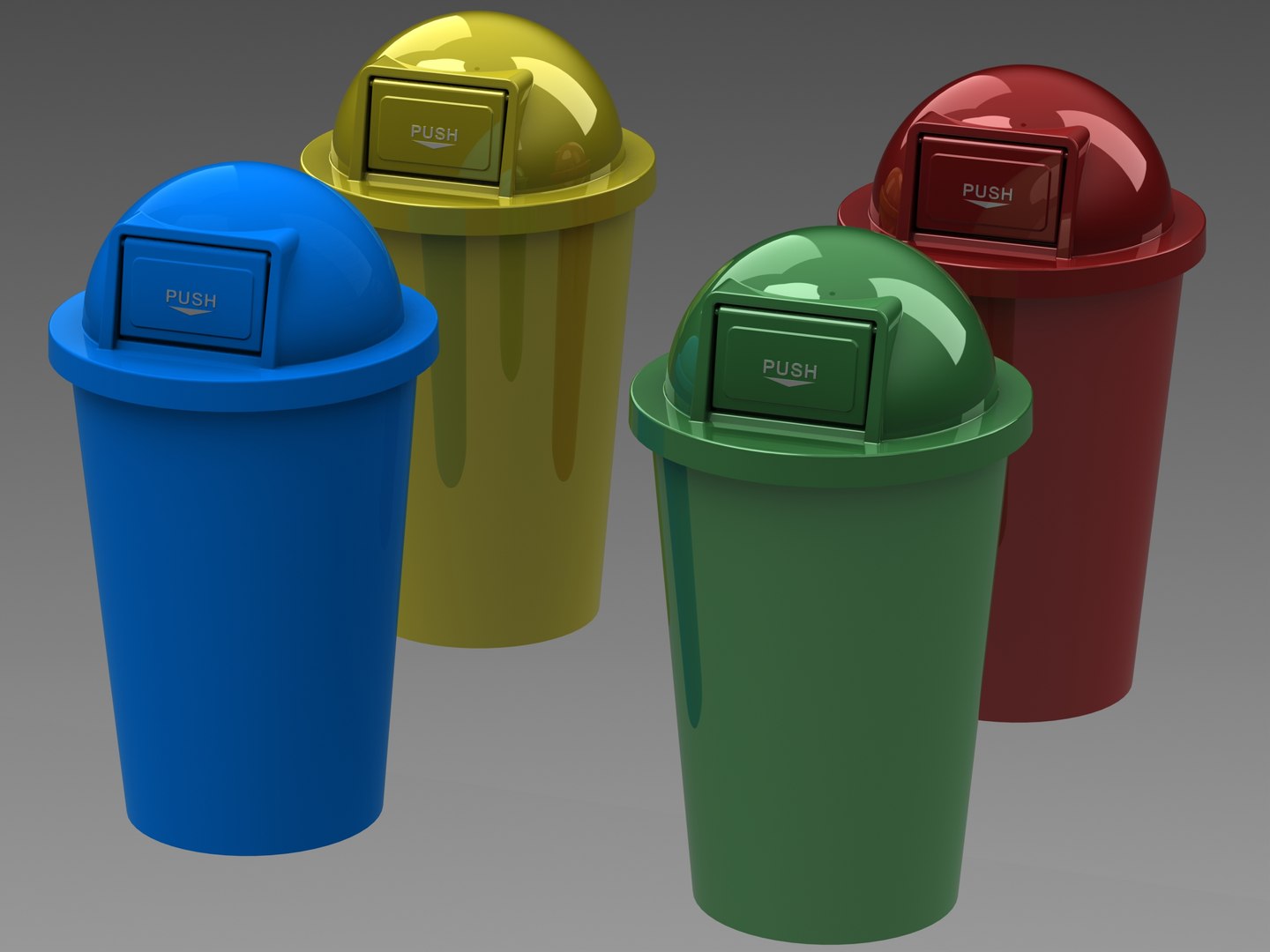 Plastic Trash Bin Set in Many Color model - TurboSquid 2160359