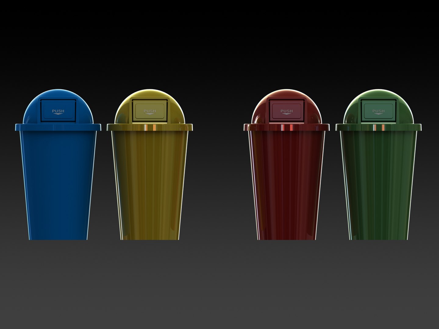 Plastic Trash Bin Set In Many Color Model - TurboSquid 2160359