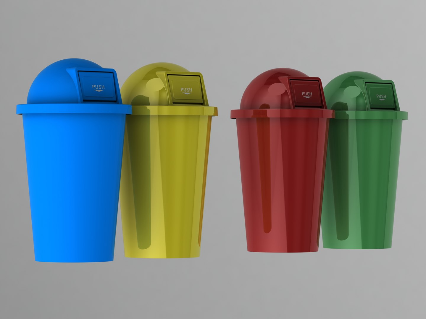 Plastic Trash Bin Set in Many Color model - TurboSquid 2160359