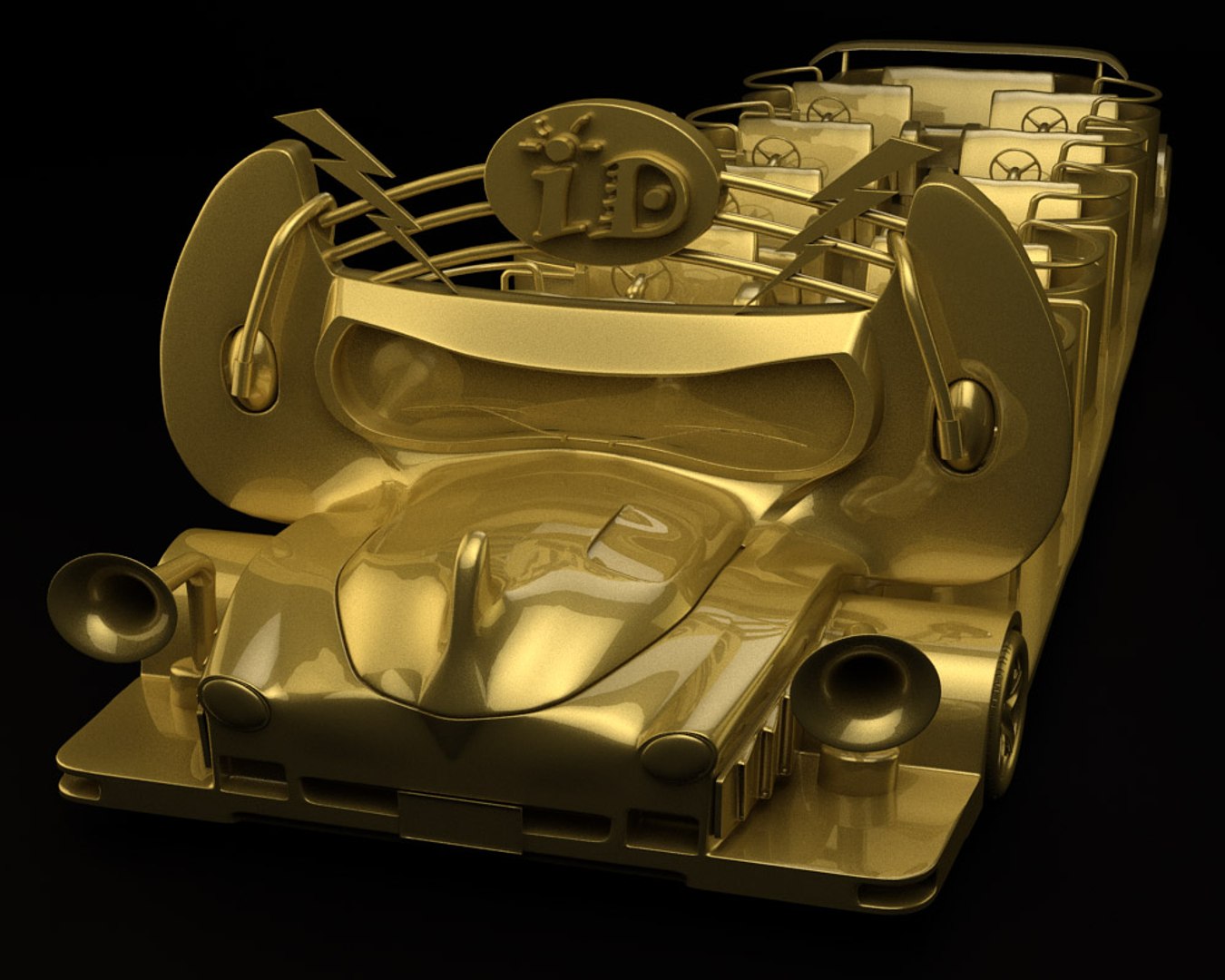 free concept organic golden car design 3d model