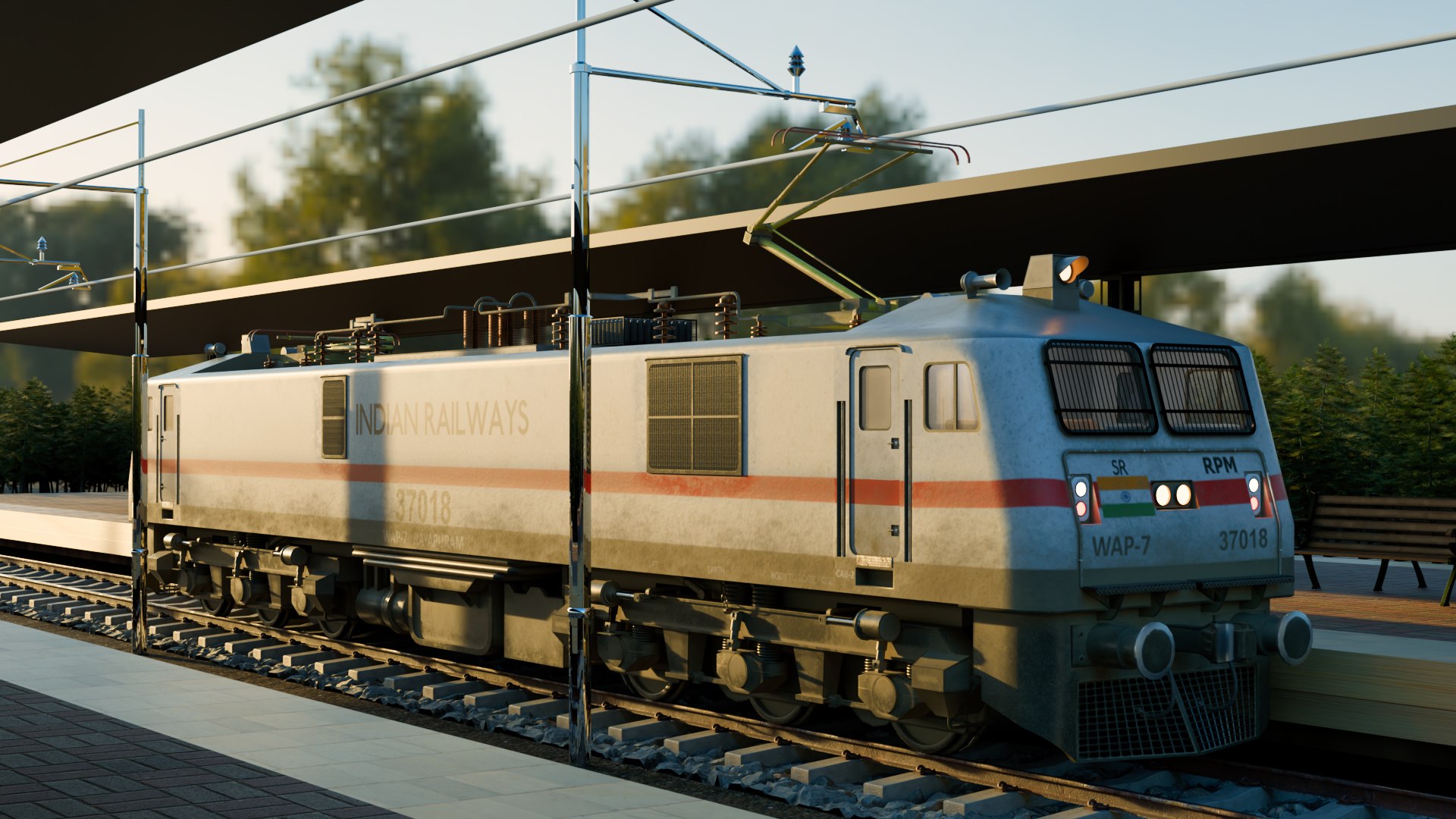 3D Indian Railways WAP-7 Electric Locomotive Game Ready 3D Model Model ...