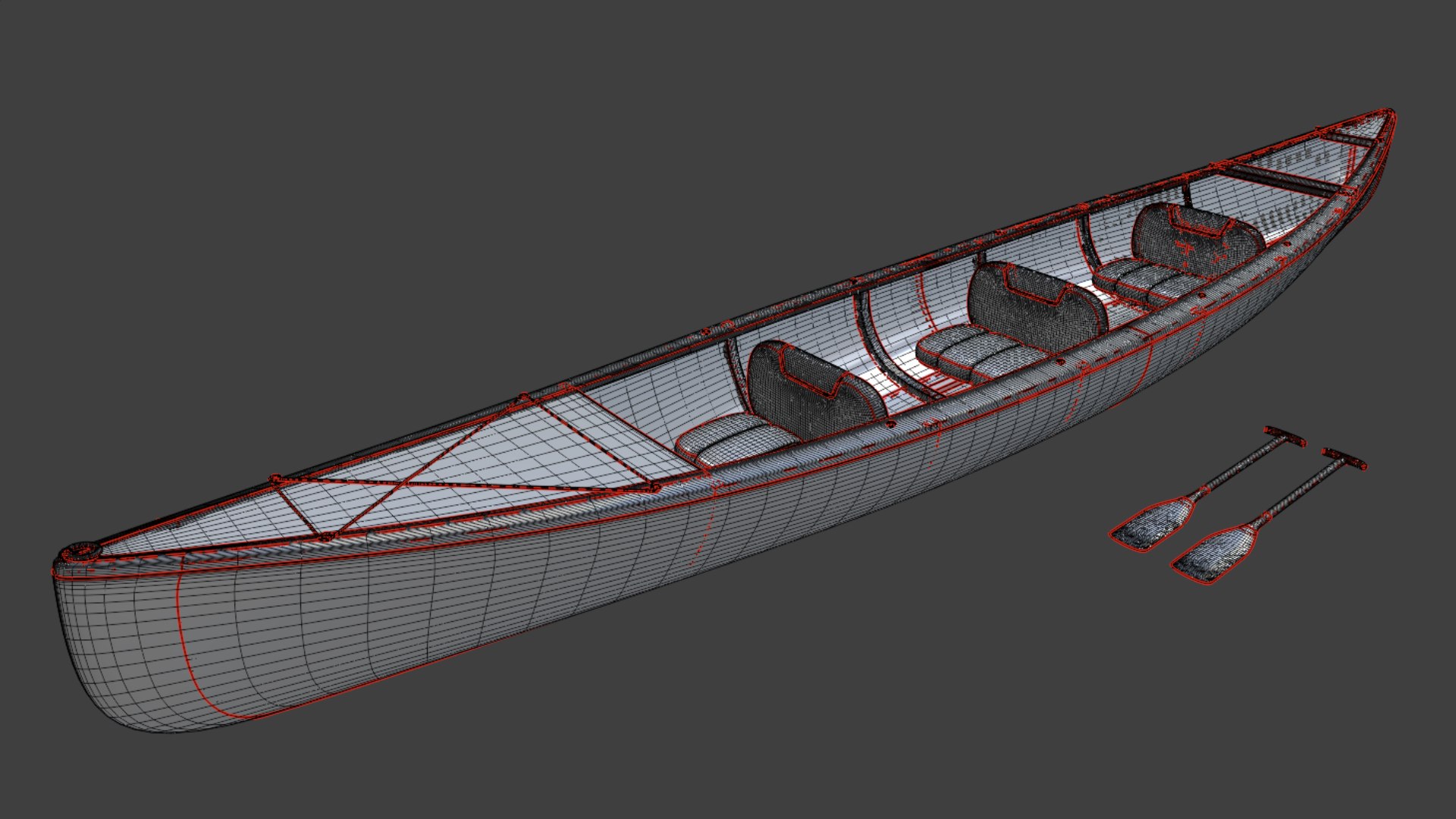 Canoe With Paddles 3D Model - TurboSquid 2317430