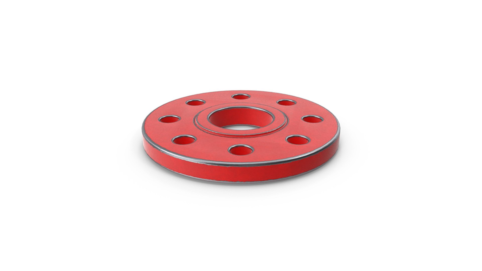 Round Flange Steel Painted Red V4 PBR 3D Model - TurboSquid 2300835