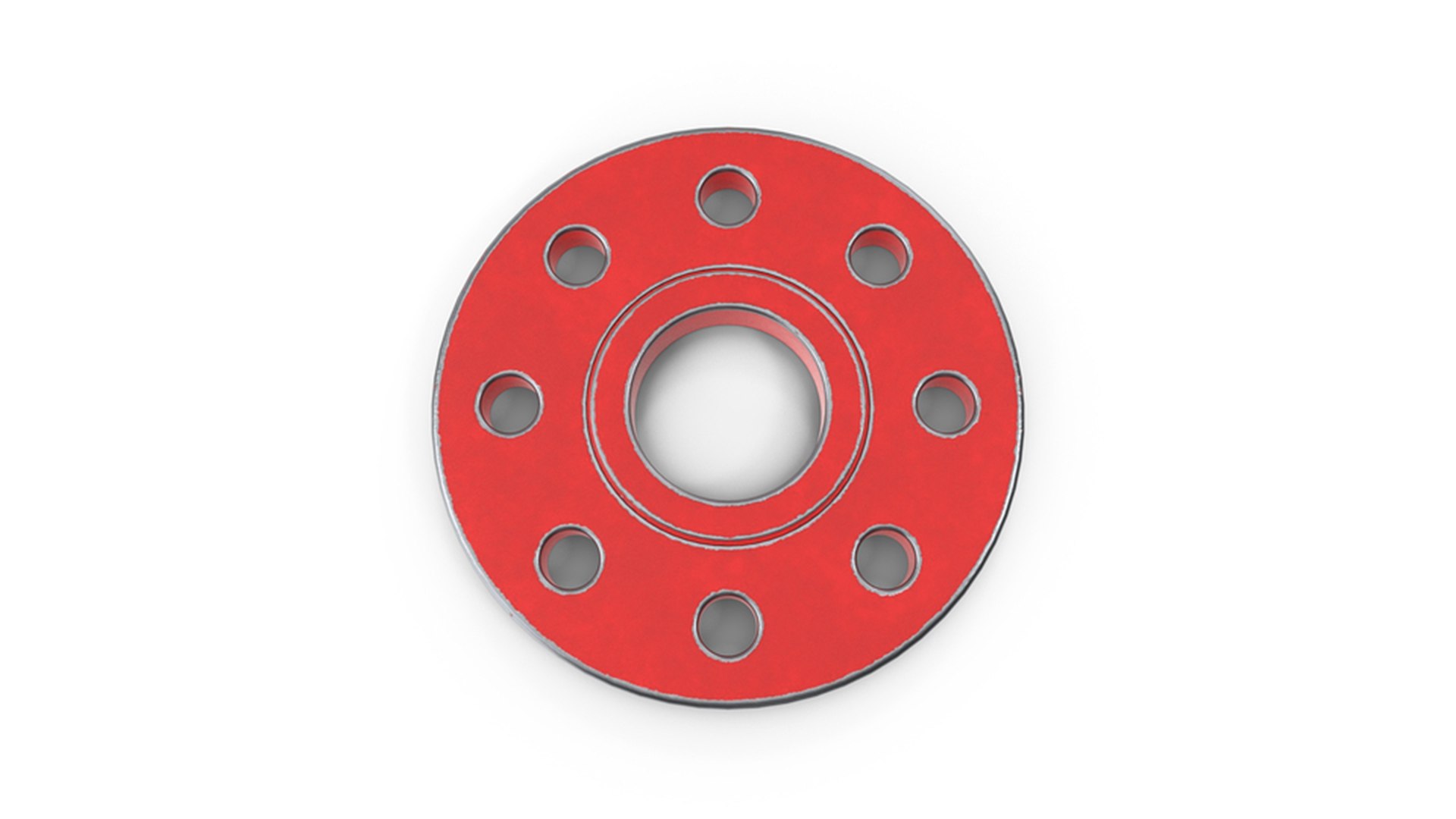 Round Flange Steel Painted Red V4 PBR 3D Model - TurboSquid 2300835