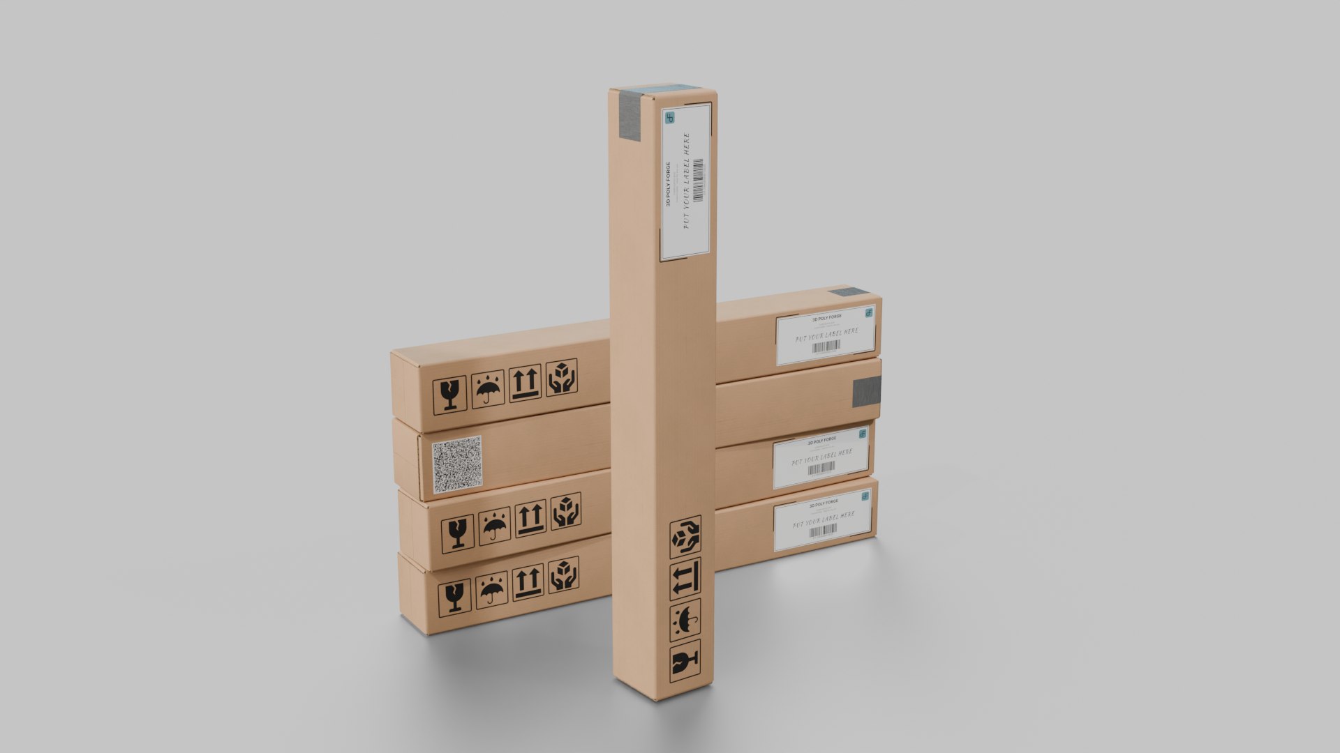 Cardboard Tall Narrow Box - Rigged And Fully Customizable 3D ...