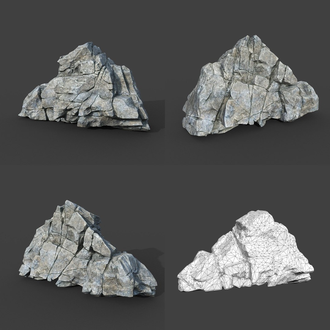 3D Low poly PBR Gray Cracked Modular Rock - TurboSquid 2164213