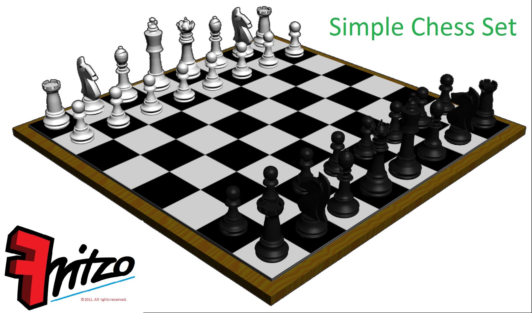 3d Model Of Simple Chess Set Board