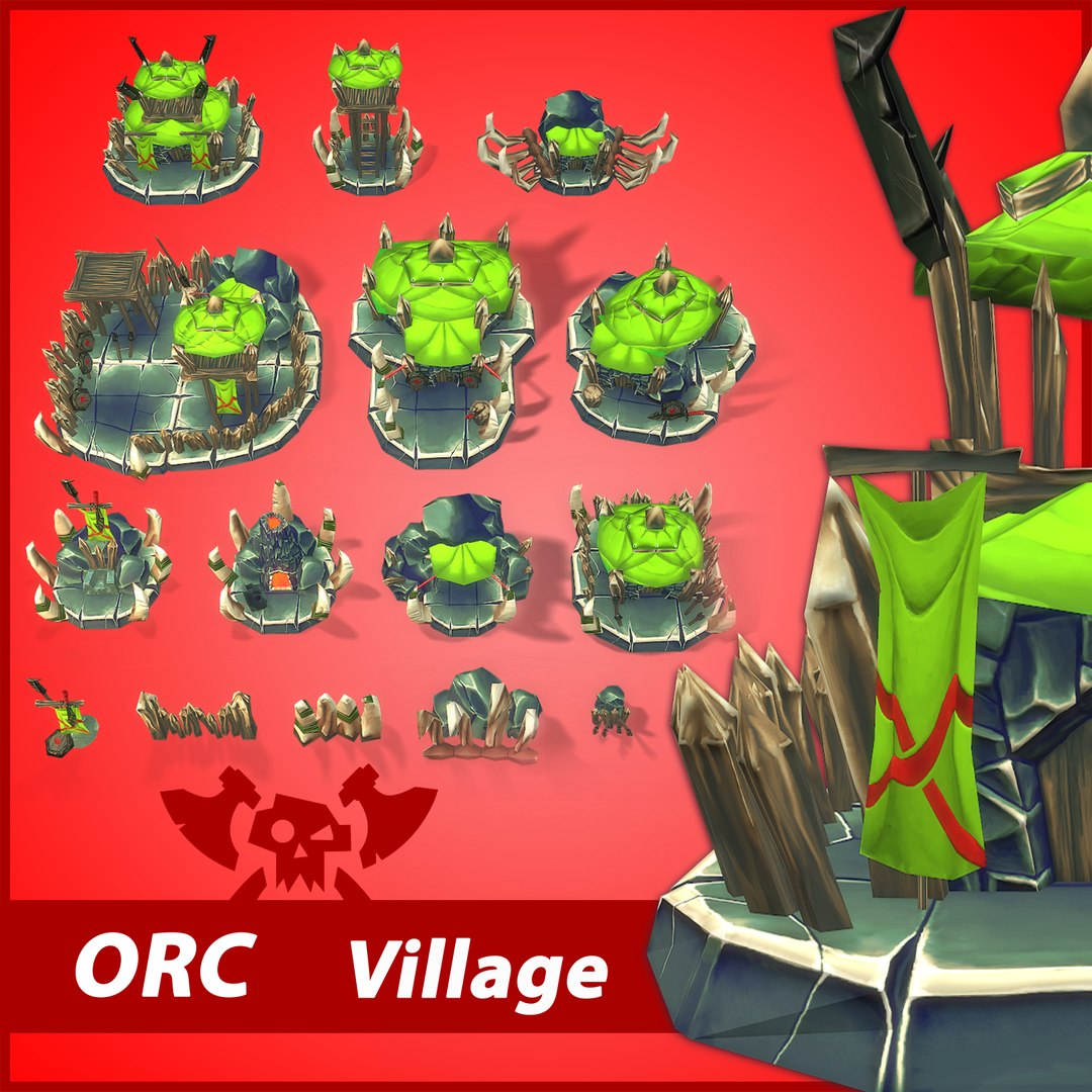 3D Orc RTS Fantasy Buildings Model - TurboSquid 1798938