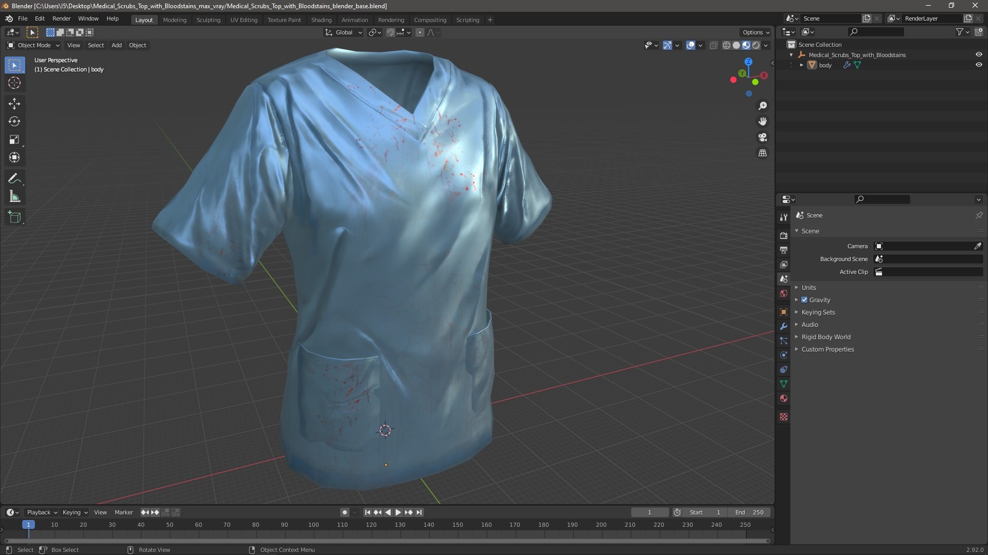 Medical Scrubs Top With Bloodstains 3D Model - TurboSquid 2191822
