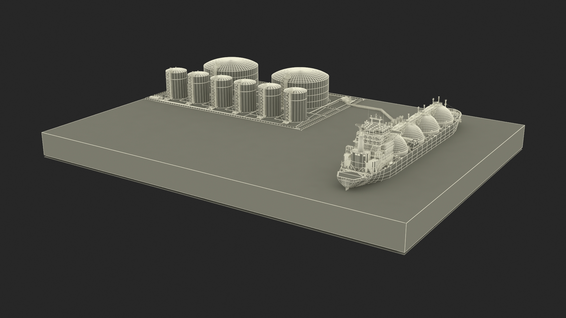 Liquefied Natural Gas Terminal With Gas Carrier Ship 3D Model ...