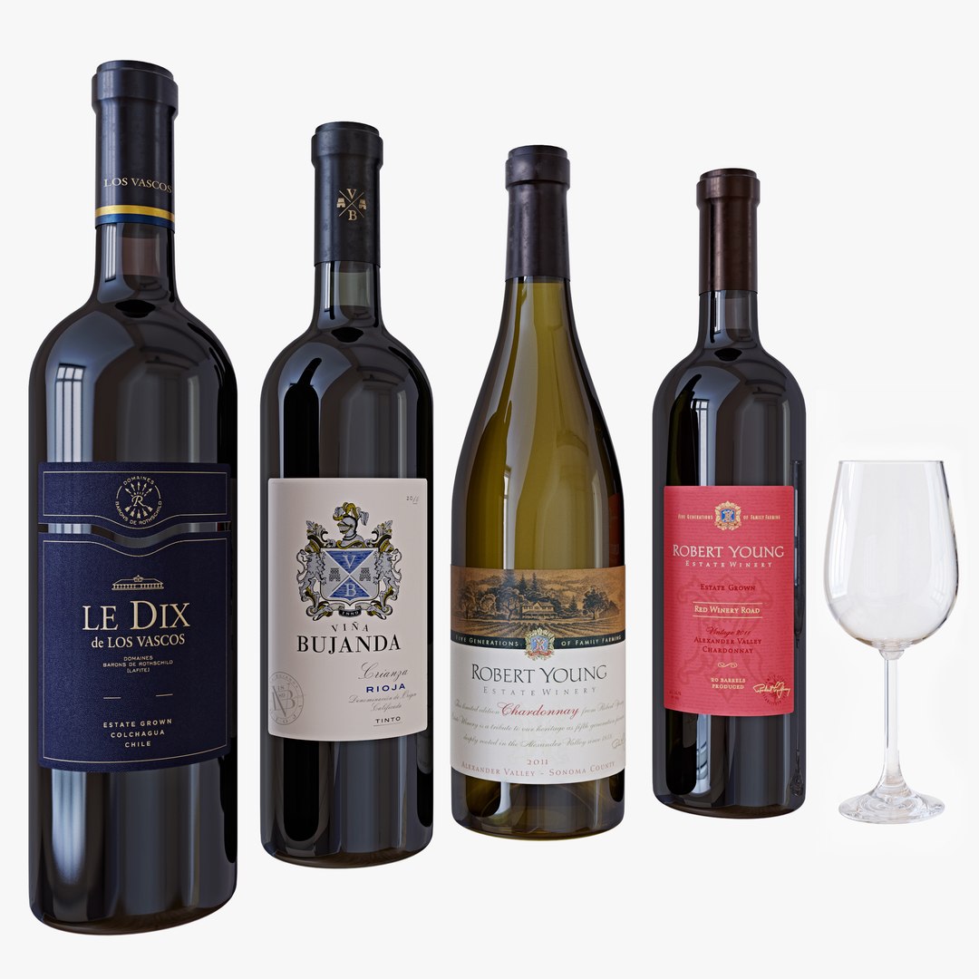 4 wine 3D model - TurboSquid 1457090