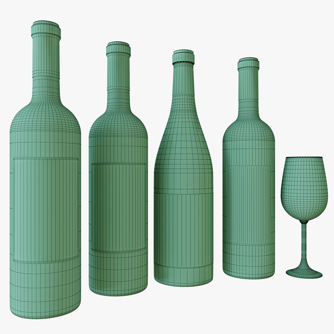 4 wine 3D model - TurboSquid 1457090